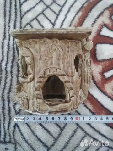 Домик, грот, растения для рыб